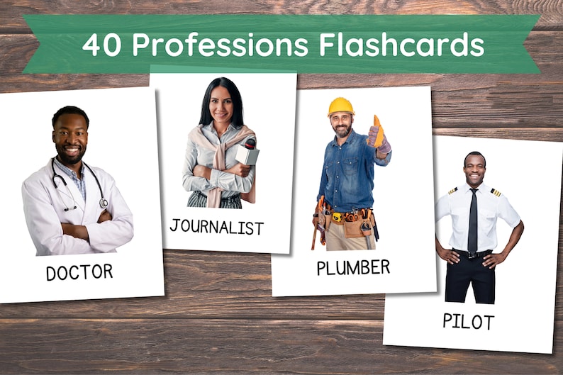 Professions (real Pictures) - 40 Montessori Cards - Flash Cards ...