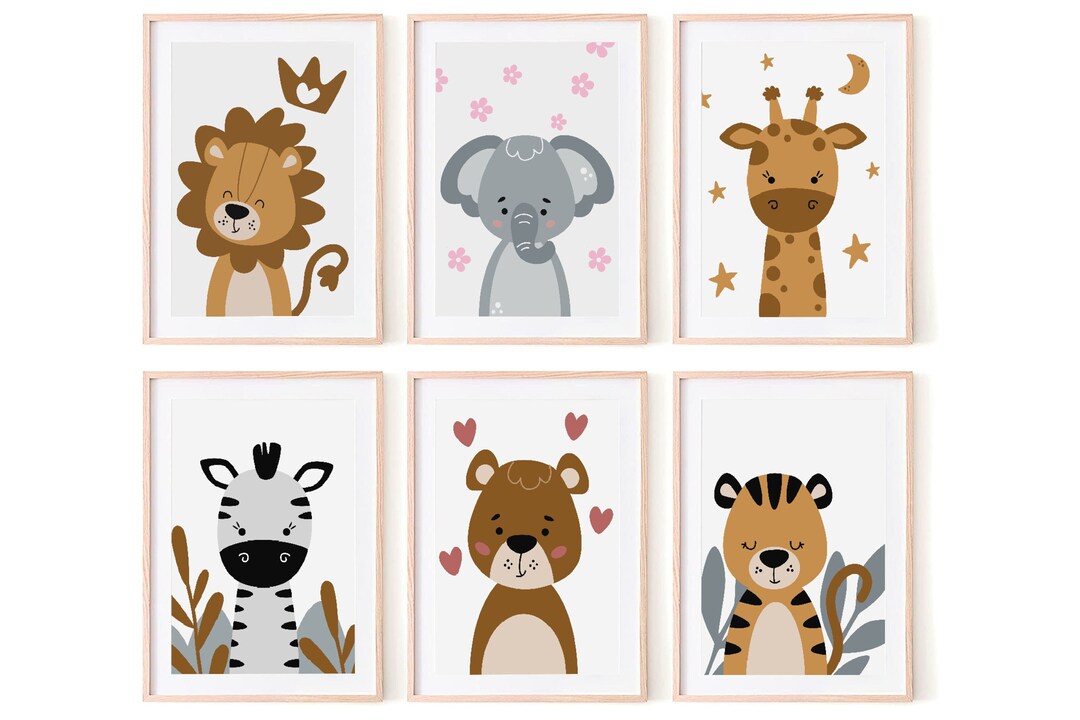 Boho Animal Nursery Prints Bohemian Wall Art Nursery Decor Earthy Tone ...