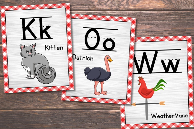 Printable Farm Theme Alphabet Posters ABC Letters Classroom - Etsy