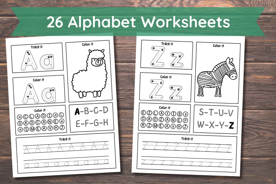 26 Alphabet Worksheets, Upper & Lowercase, Kindergarten,preschool ...