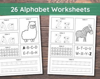 26 Alphabet Worksheets, Upper & Lowercase, Preschool, Kindergarten ...