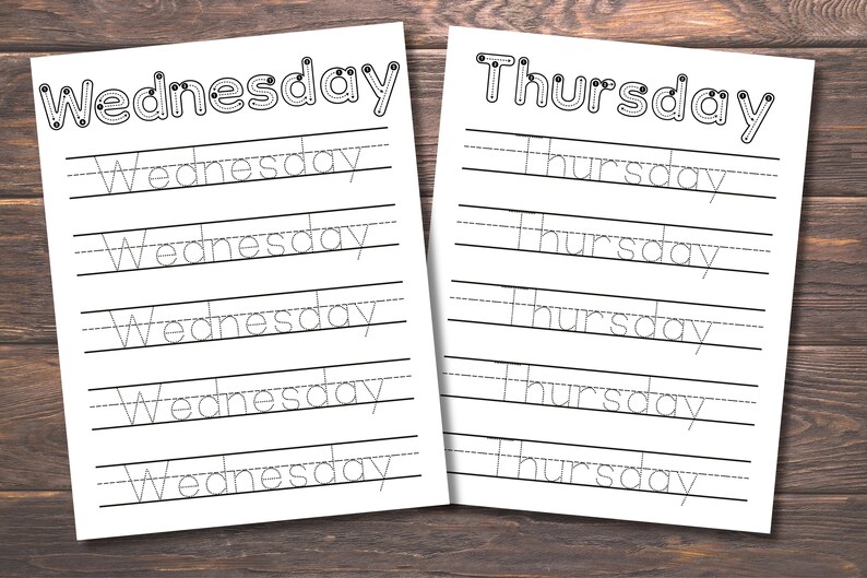 Days of the Week Tracing Worksheets / Tracing Printable for Pre-k ...