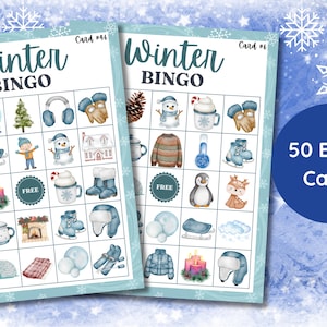 Winter Bingo, Printable Winter Bingo, Winter Bingo Cards Printable ...