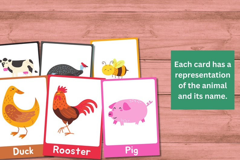 20 Farm Animals Cards, Montessori Flash Cards, Pre-school Cards ...