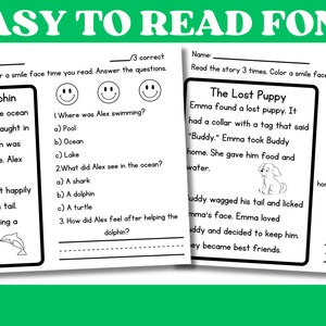 First Grade Reading Comprehension Worksheets Decodable Stories With ...