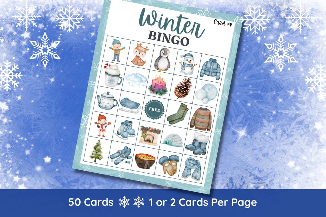 Winter Bingo, Printable Winter Bingo, Winter Bingo Cards Printable ...