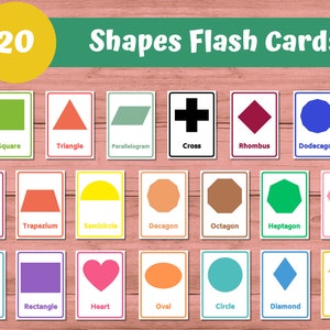 20 Rainbow Shapes Flash Cards, Preschool Materials, Homeschool ...
