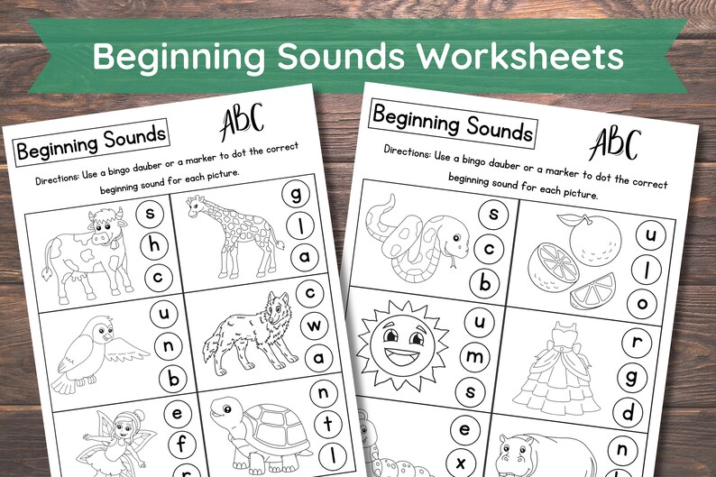 10 Printable Beginning Sounds Worksheets Preschool-1st Grade - Etsy
