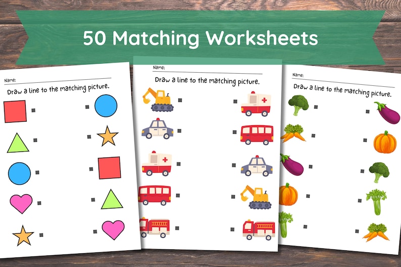Printable Matching Worksheets, Match the Picture, Kindergarten ...