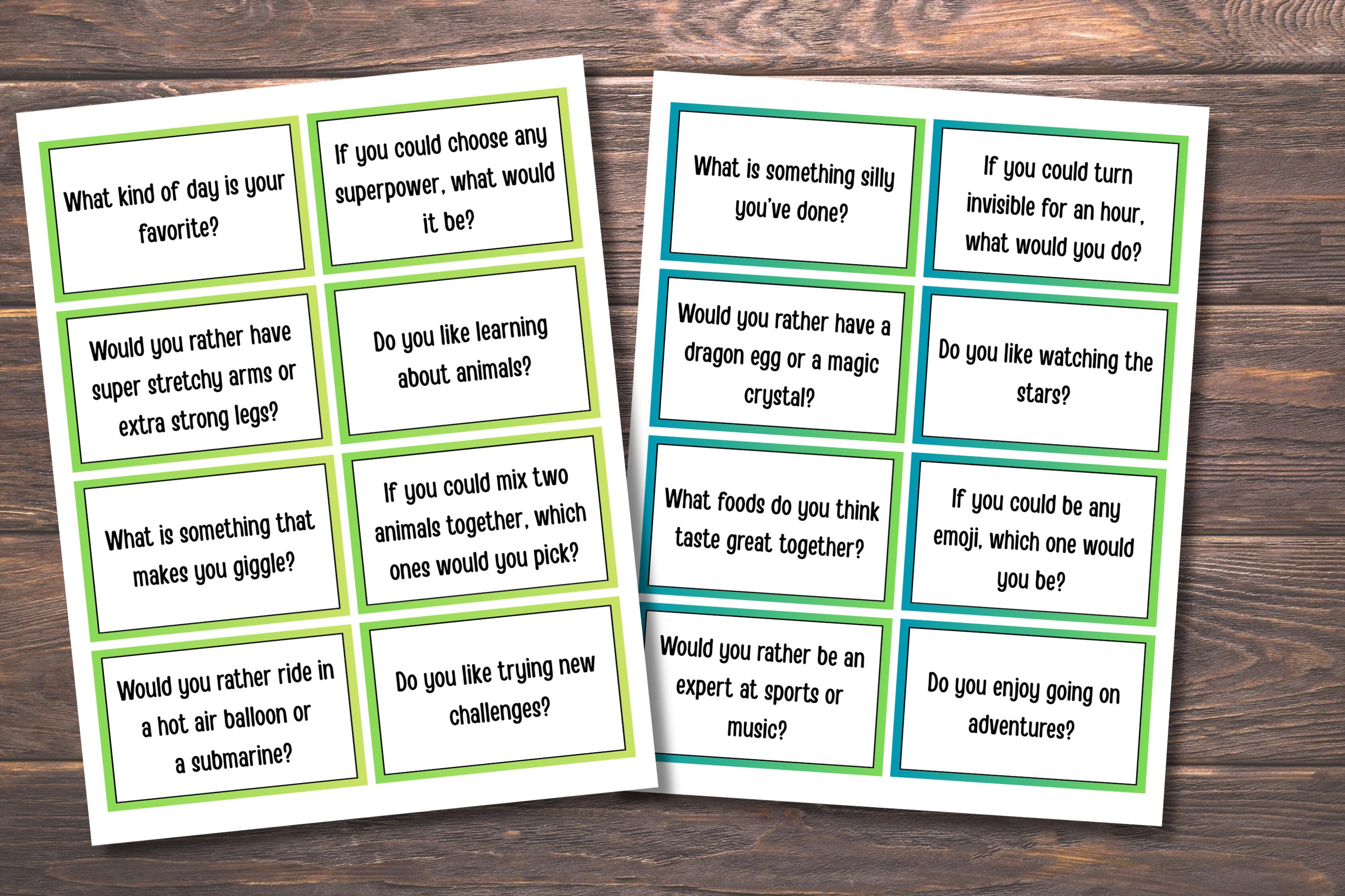 240 Conversation Cards, Conversation Starters, Trip Conversation Cards ...