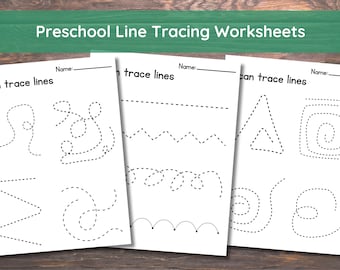 50 Preschool Line Tracing Worksheets Bundle, Line Trace Page Printable ...