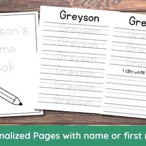 Custom Preschool Name Tracing Sheet Handwriting Practice Sheets ...