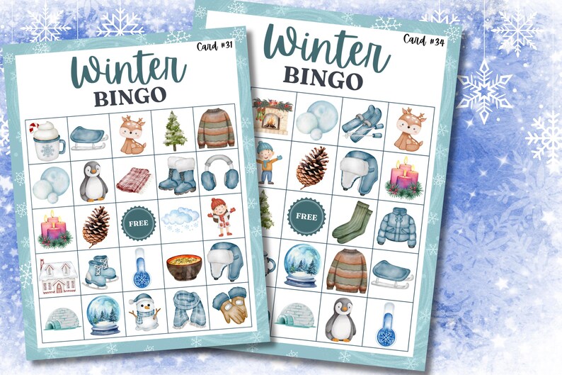 Winter Bingo, Printable Winter Bingo, Winter Bingo Cards Printable ...
