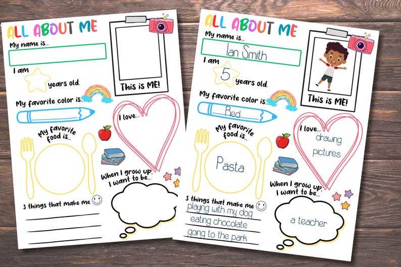 All About Me, All About Me Worksheet, Back to School Classroom Activity ...
