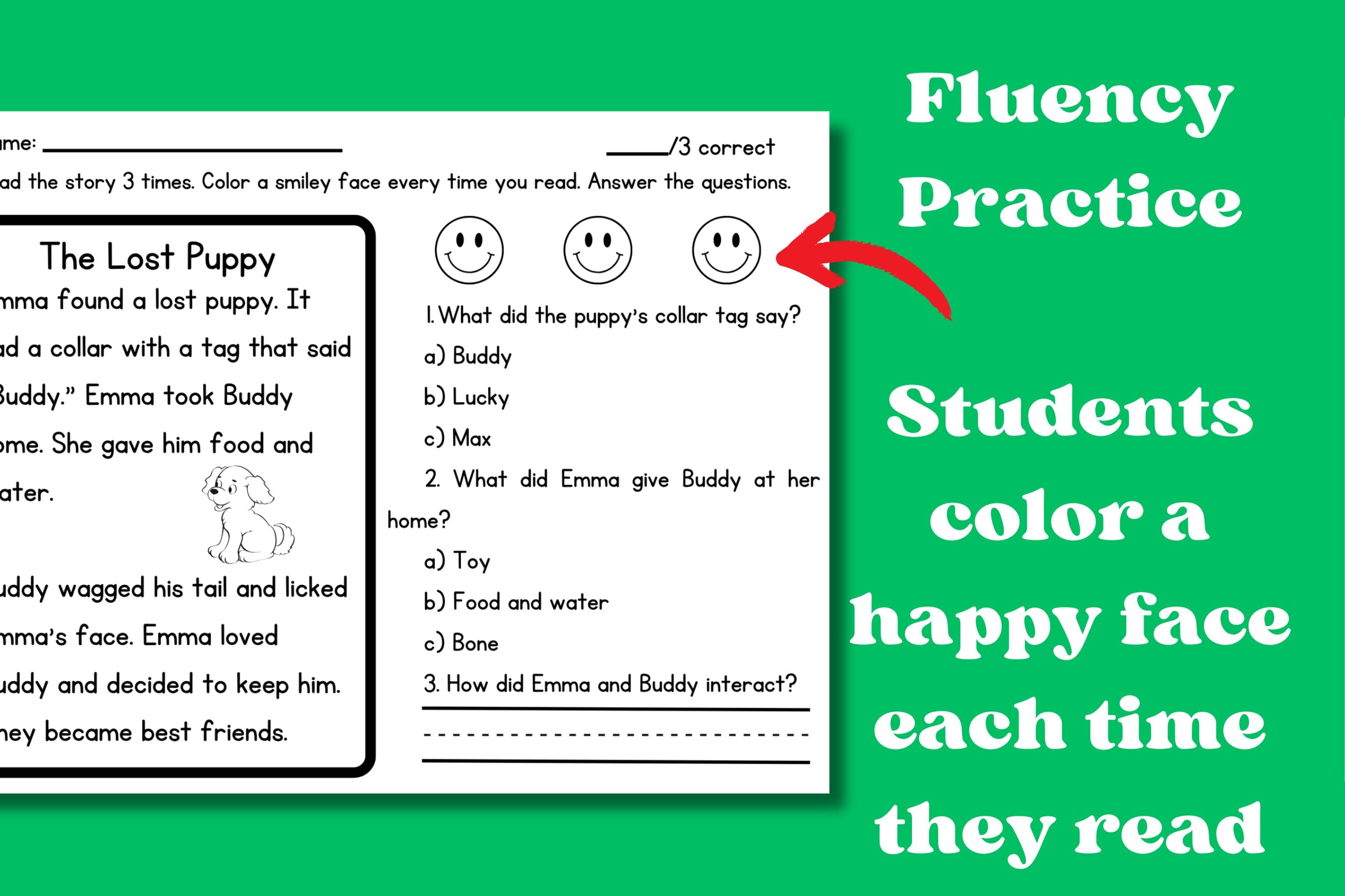 First Grade Reading Comprehension Worksheets Decodable Stories With ...