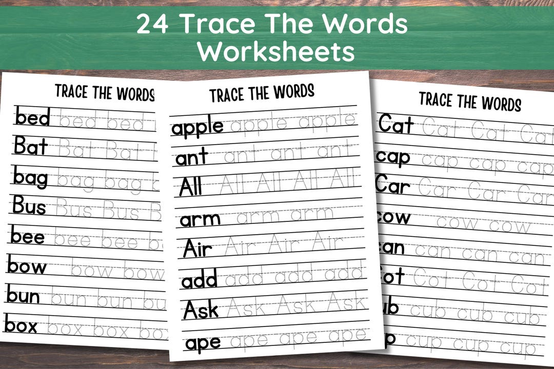26 Trace the Words Worksheets A-Z, Lowercase and Capital Initial Letter ...