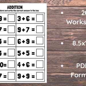 20 Printable Additition Fill in the Blanks Worksheets for Kindergarten ...