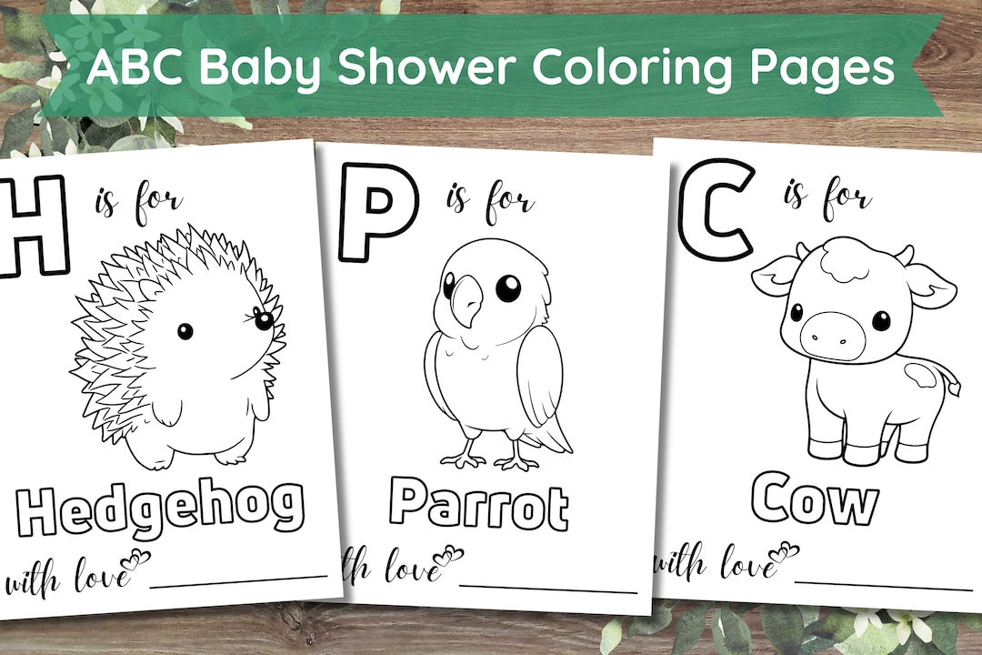 52 Pages ABC Baby Shower Coloring Book, Baby's First ABC Book,bears ...