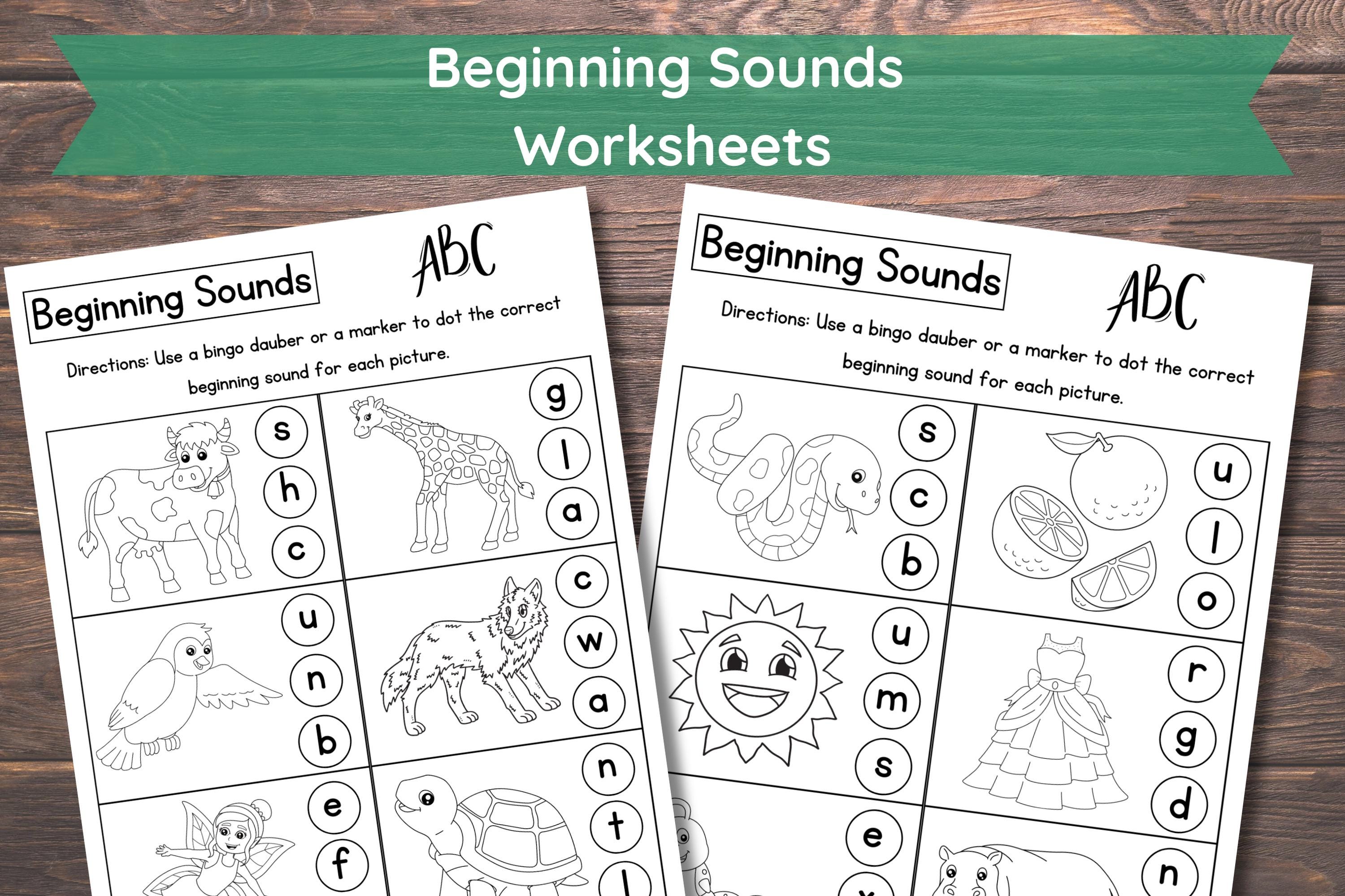 10 Printable Beginning Sounds Worksheets | Preschool-1st Grade Phonics ...