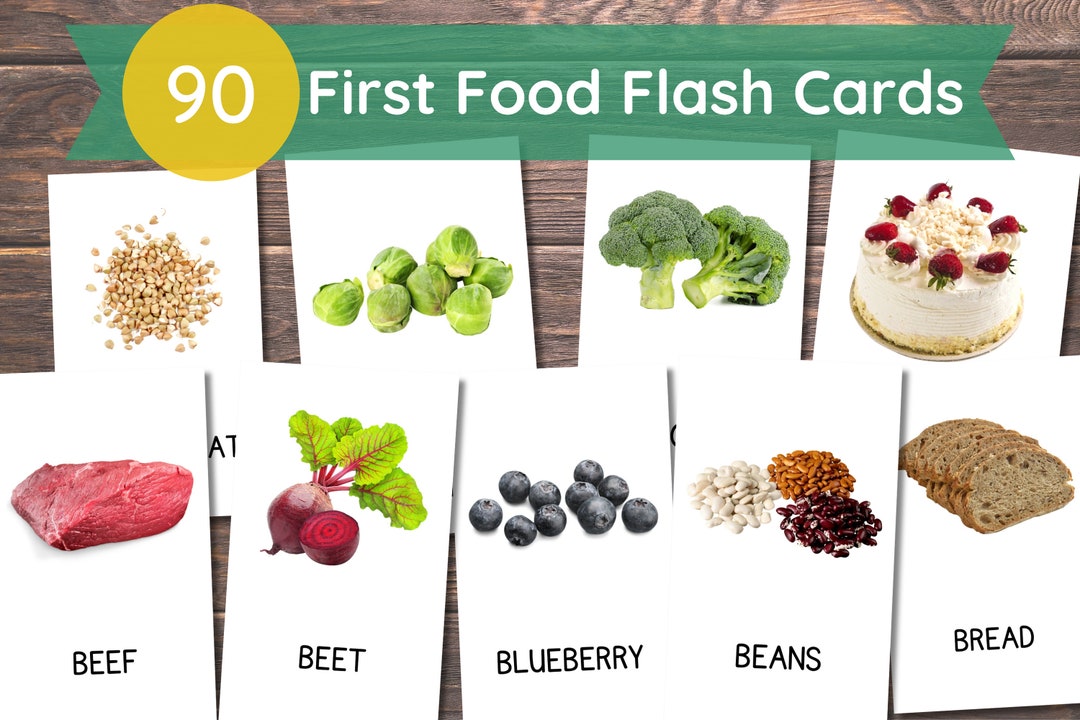 First Foods Flash Cards, Real Pictures, 92 Montessori Cards, Toddler ...