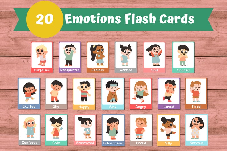 Emotion Flashcards Feelings Flash Cards Emotion Cards - Etsy