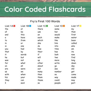 100 Printable Fry's First Hundred Sight Word Flashcards | Kindergarten ...