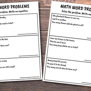 1st Grade Math Worksheet Printable - Word Problems, Addition ...