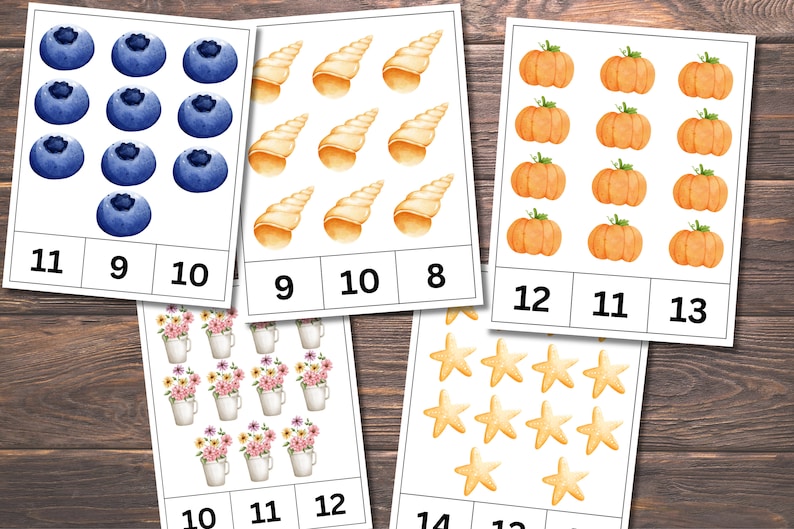 Count and Clip Cards 1-20 Numbers Printable Digital Download - Etsy