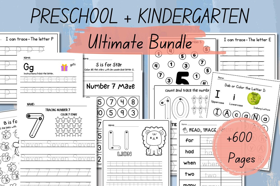 Preschool Pre-k Kindergarten Learning Bundle 600 Pages Printable ...