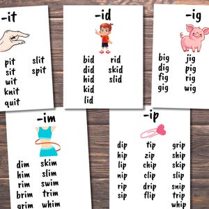 Learn to Read CVC Words, Phonics Cards Printable, CVC Word Family Lists ...