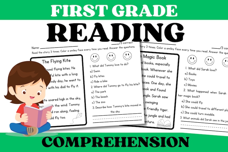First Grade Reading Comprehension Worksheets Decodable Stories With ...