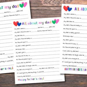 Father's Day Gift All About My Dad Printable | Dad's Birthday Gift ...