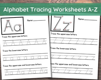 Alphabet Tracing Worksheets A-Z / ABC Tracing Workbook /handwriting ...