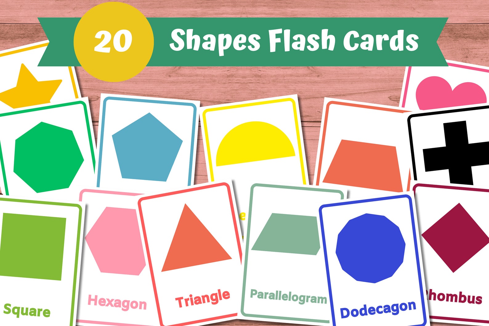 20 Rainbow Shapes Flash Cards Preschool Materials Homeschool - Etsy