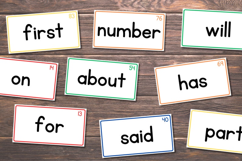 100 Printable Fry's First Hundred Sight Word Flashcards - Etsy