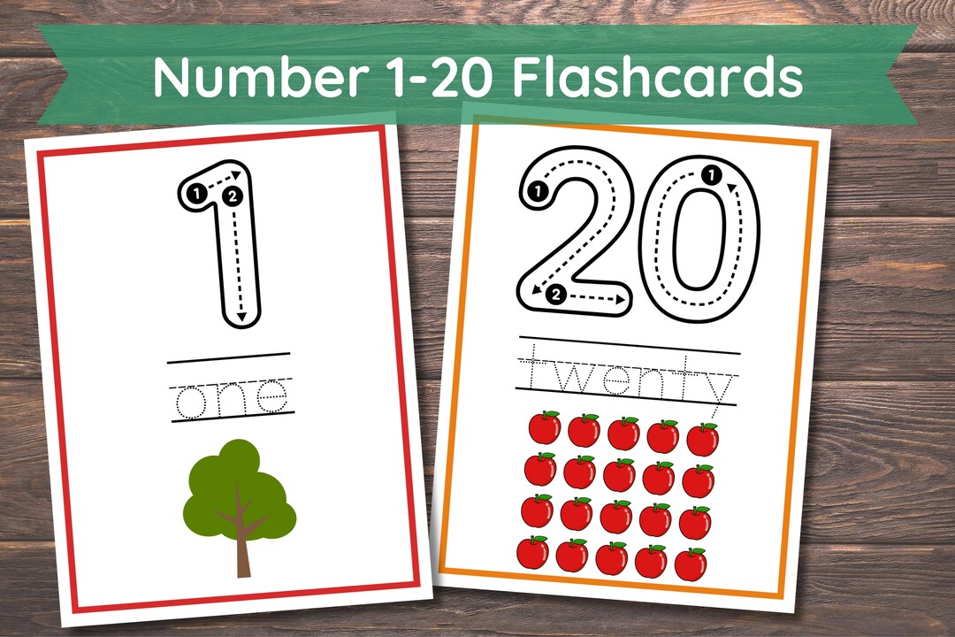 Number 1-20 Oversized Flashcards, Printable Jumbo Counting Cards, Play ...