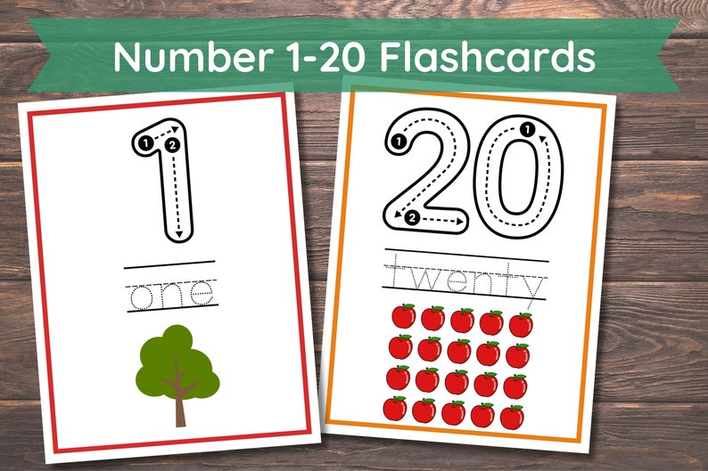 Number 1-20 Oversized Flashcards, Printable Jumbo Counting Cards, Play ...