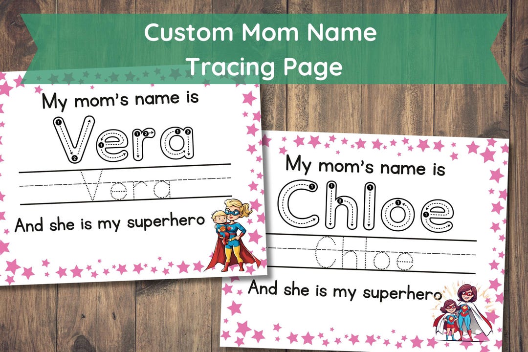 Custom Mom Name Tracing Sheet Handwriting Practice Personalized Name ...