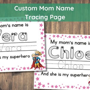 Custom Mom Name Tracing Sheet Handwriting Practice Personalized Name ...