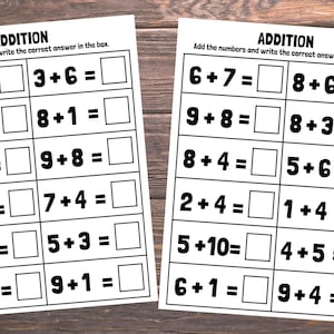 20 Printable Additition Fill in the Blanks Worksheets for Kindergarten ...