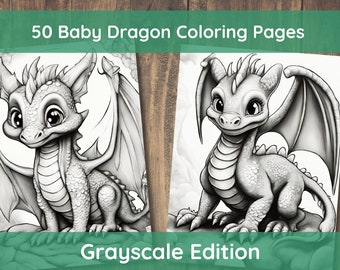 Baby Dragon Fantasy Coloring Page Book, Adults Kids Instant Download ...