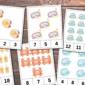 Summer Count and Clip Cards, Preschool Printable, Preschool Math ...