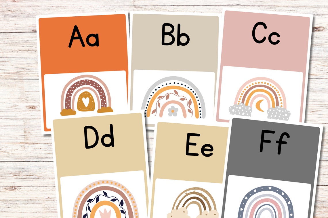 Classroom Alphabet Posters Animal Alphabet Boho Rainbow - Etsy