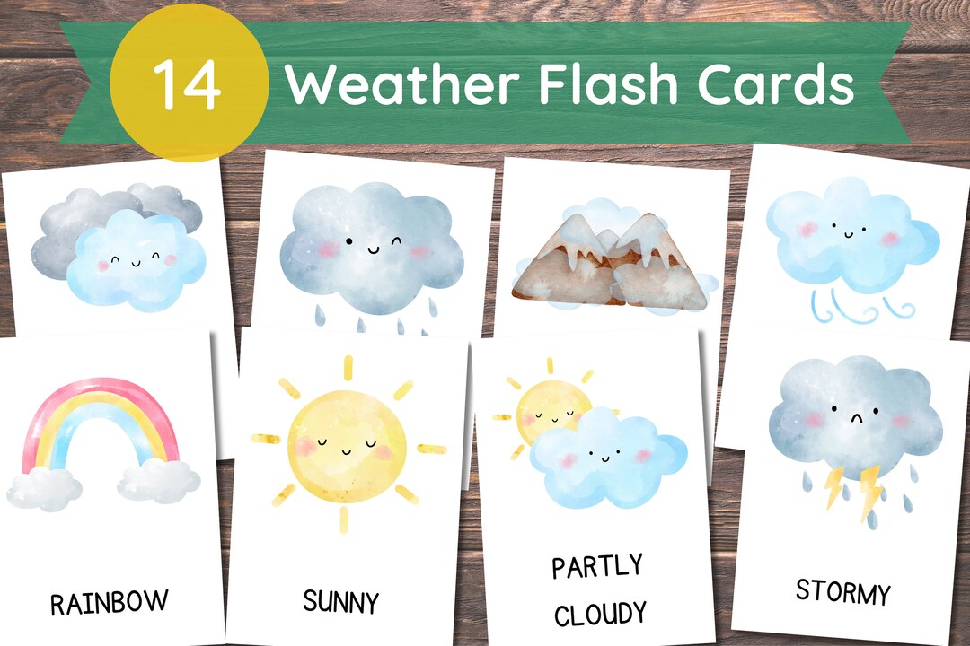14 Weather Cards | Weather Flashcards | Toddler Weather Activity ...