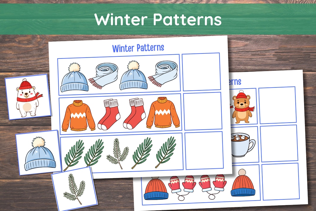 Winter Patterns Worksheets, What Comes Next Activity, Winter Math ...