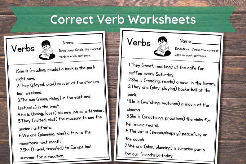 25 Printable Choose the Correct Verb Worksheets. 1st-2nd Grade ELA ...