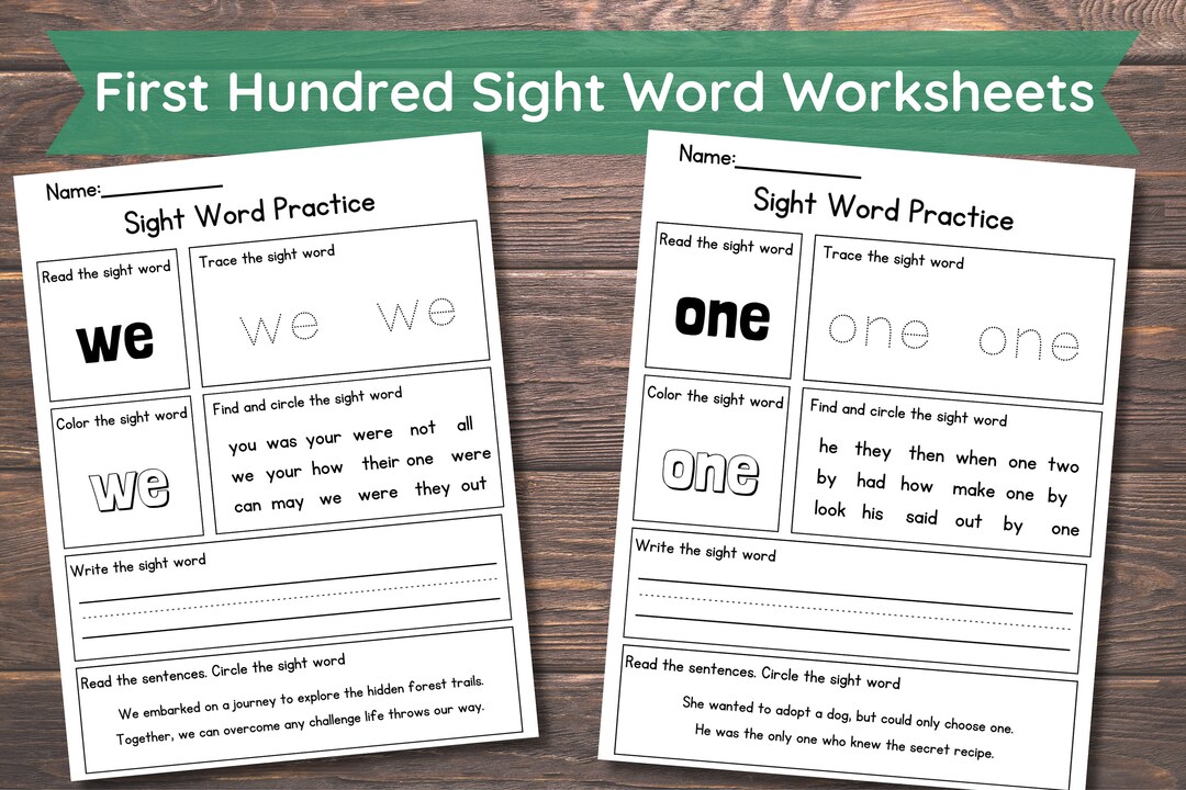 100 Printable Fry's First Hundred Sight Word Worksheets. Kindergarten ...