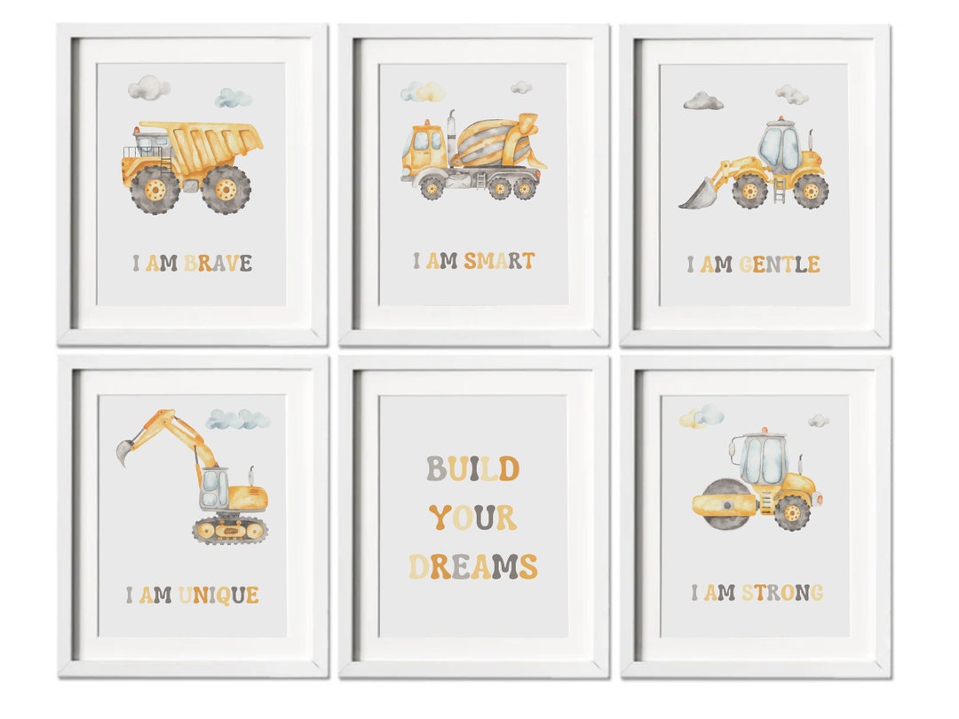 Construction Vehicle Print Boy Nursery Kids Wall Decor Nursery Decor ...