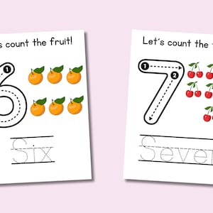 Preschool and Pre-k Number Tracing, 1-10, Count the Fruits, Instant ...
