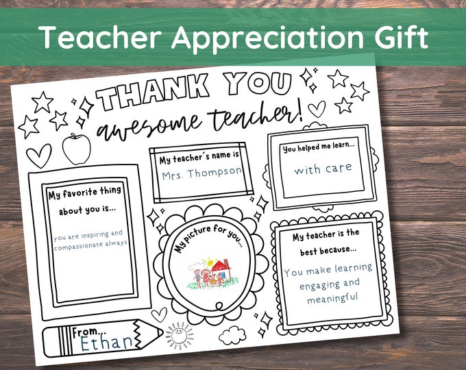 Teacher Appreciation Gift Printable, Teacher Thank You Coloring Page ...